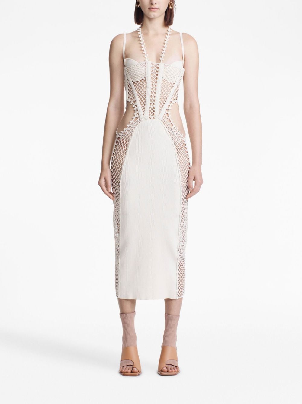 oscar de la renta rose-embroidered crochet-knit midi dress Rose Crochet Knit Sleeveless In White - 60% Off Mommy & Me Collection