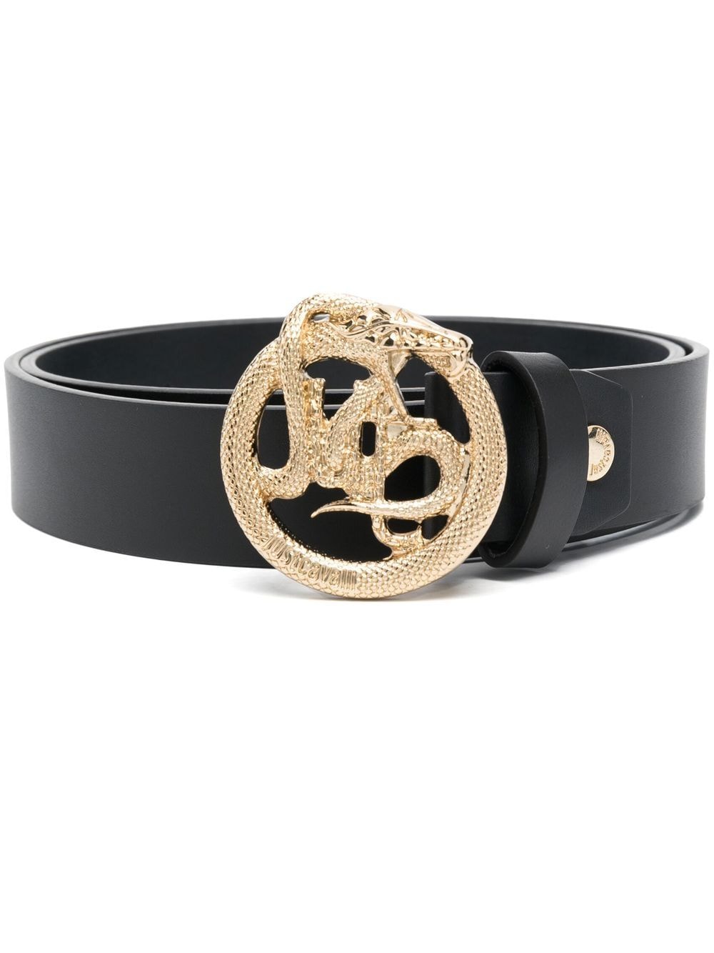 Roberto Cavalli Gold-Tone Snake Buckle Belt In Black - 30 