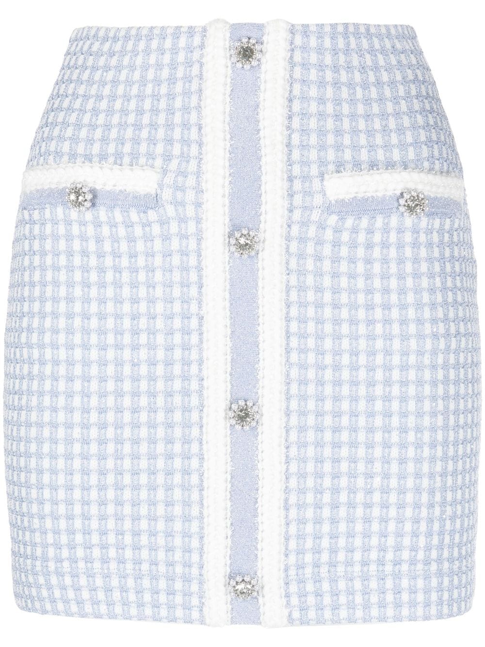 SELF-PORTRAIT Self-Portrait Checked Metallic Mini Skirt