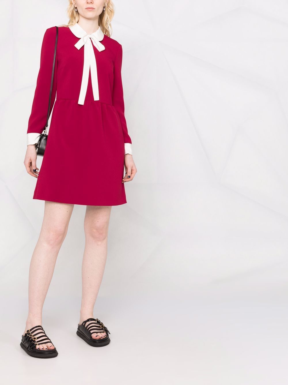 open lace back dress Valentino Red Draped Midi Dress with Cape Overlay