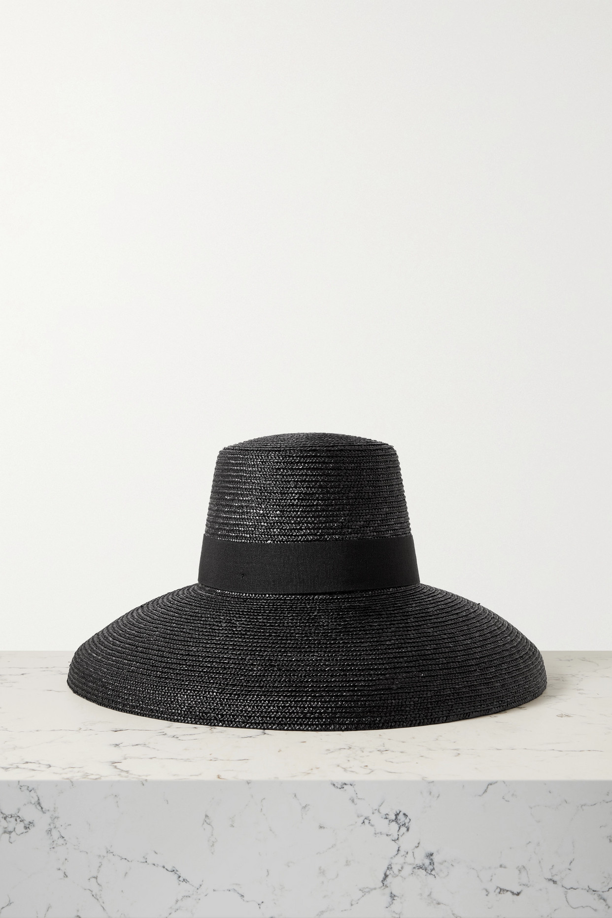 Max Mara Corona Canvas-Trimmed Straw Hat - Black | Editorialist display picture 2
