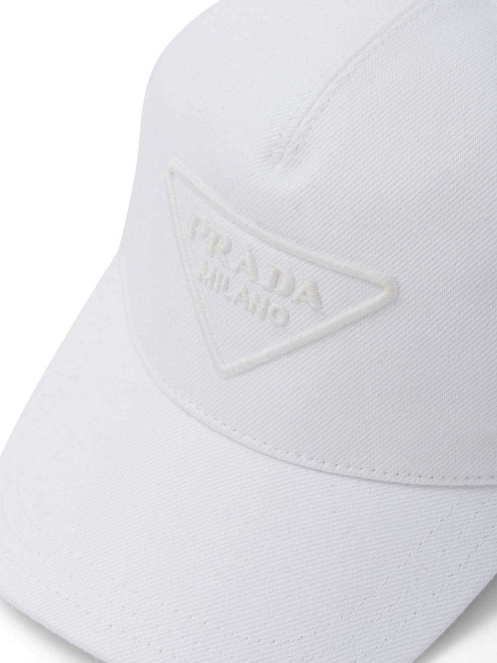 Prada Triangle-Logo Denim Baseball Cap - White | Editorialist