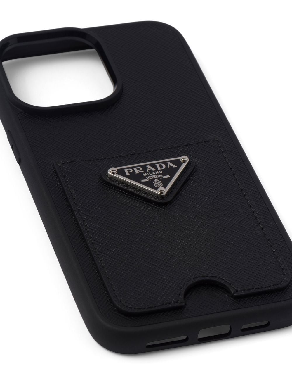 Prada Leather Iphone 14 Pro Max Case - Black | Editorialist