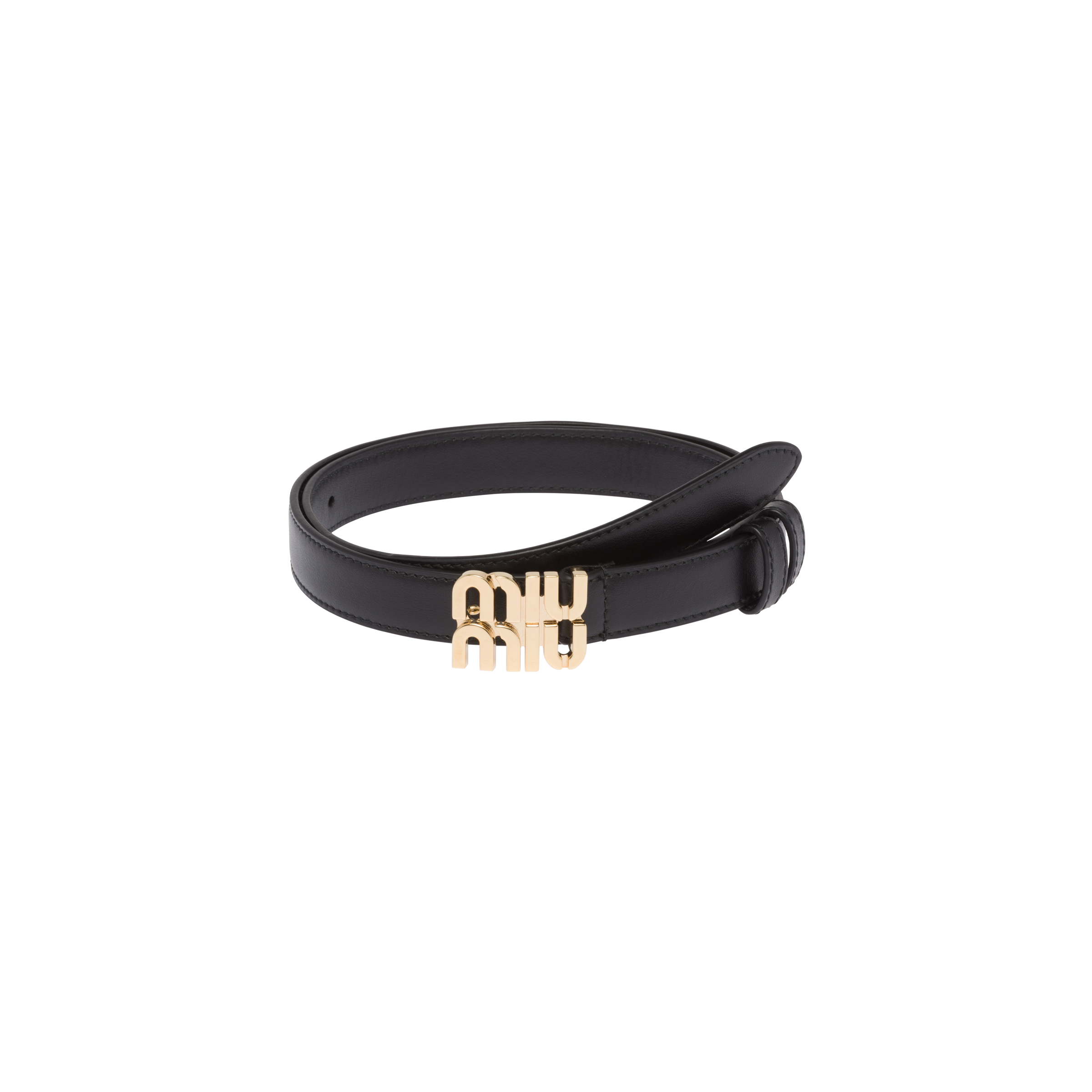 Miu Miu Leather Belt - Black | Editorialist display picture 2