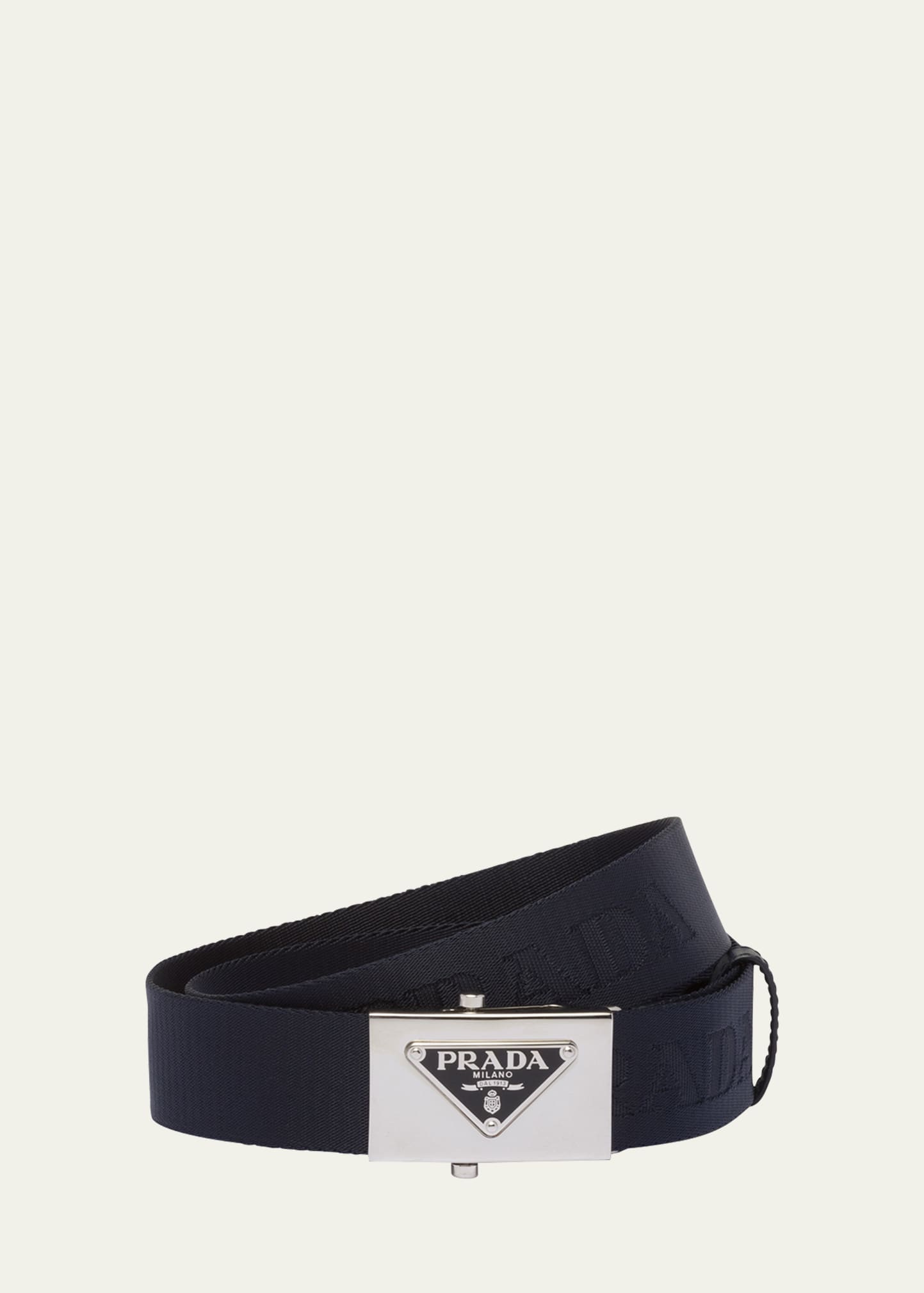 Prada Triangle Logo Nylon Belt - Blue | Editorialist display picture 2