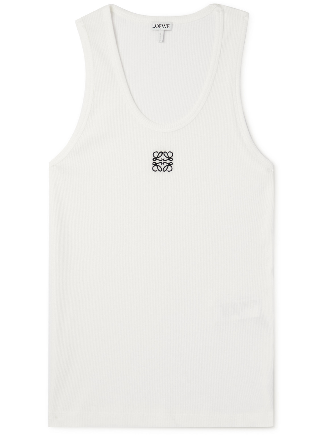 Loewe Logo-Embroidered Ribbed Tank Top In White - 40% Off