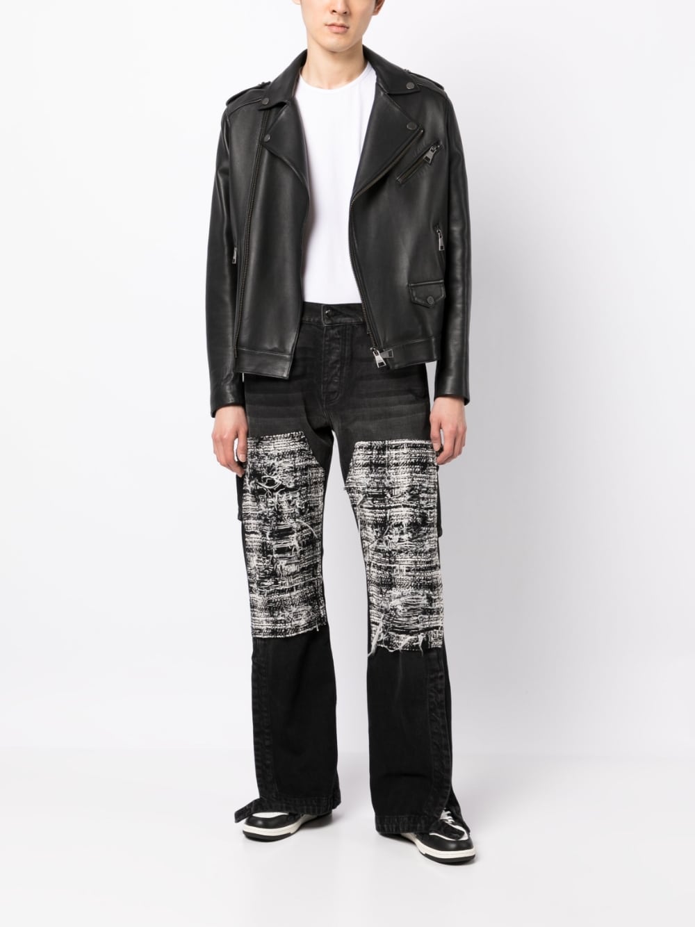 AMIRI AMIRI Tweed Paneling Distressed Jeans
