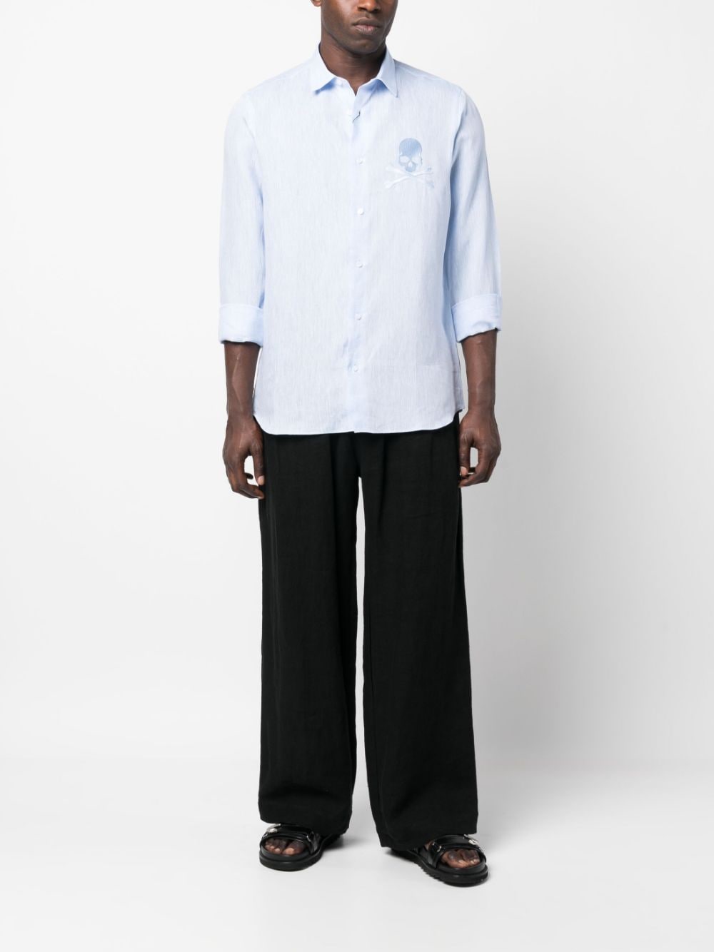 PHILIPP PLEIN long-sleeve linen shirt