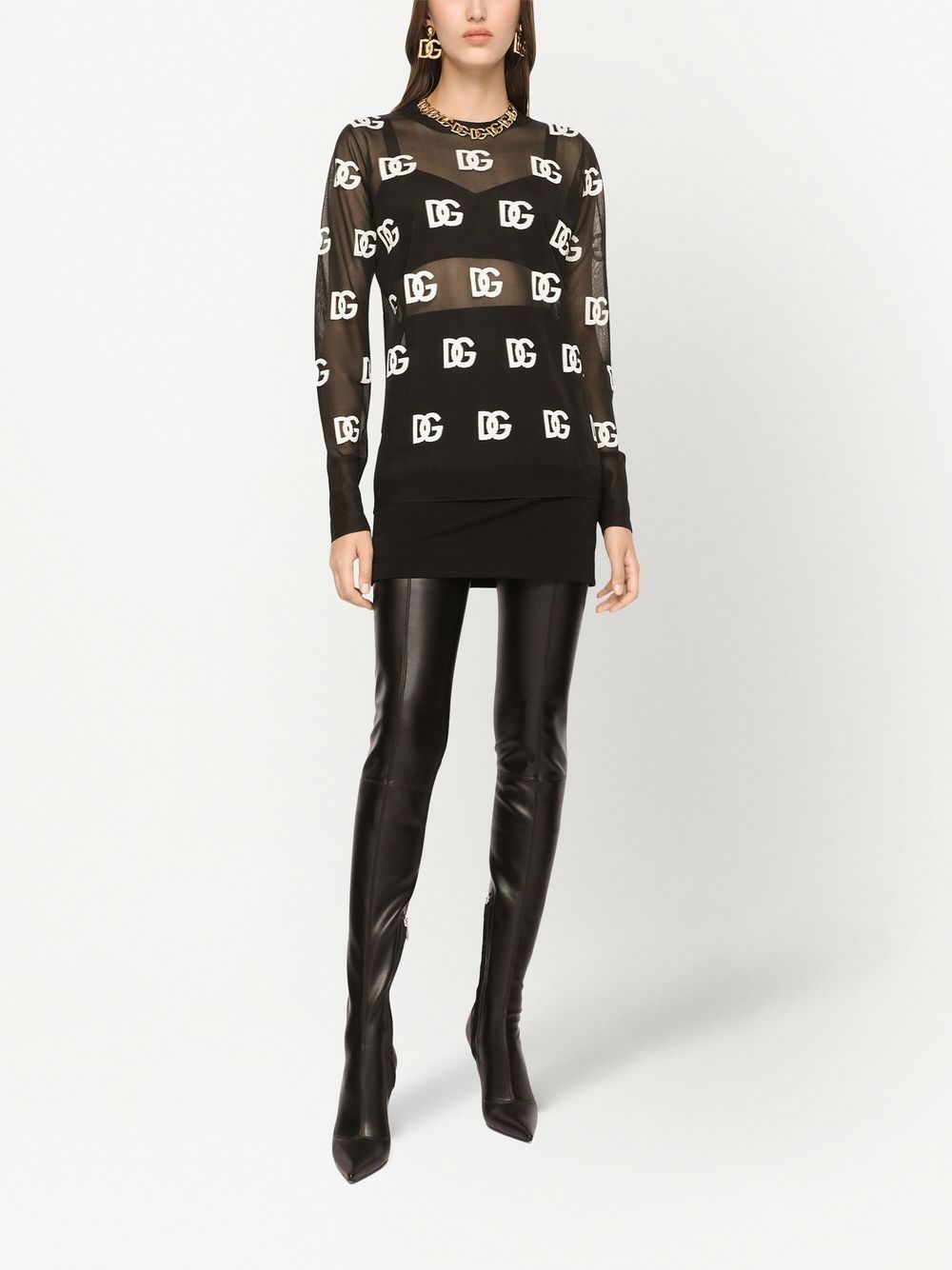 DOLCE & GABBANA DOLCE & GABBANA Logo-Print Semi-Sheer T-Shirt