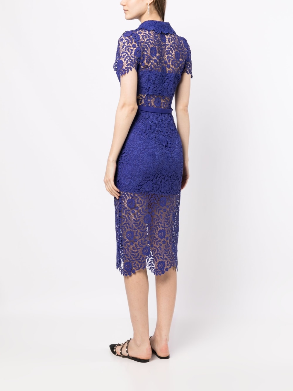 Self-Portrait Floral-Lace Button-Up Midi Dress In Blue - 47% Off | Editorialist Self-Portrait Floral-Lace Button-Up Midi Dress In Blue - 47% Off | Editorialist