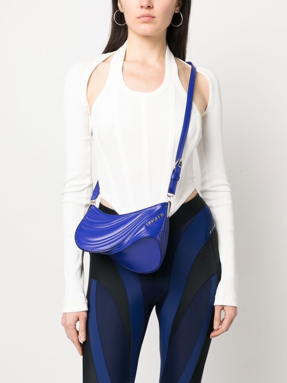 MUGLER Mugler Small Spiral Curve 01 Embossed Crossbody Bag