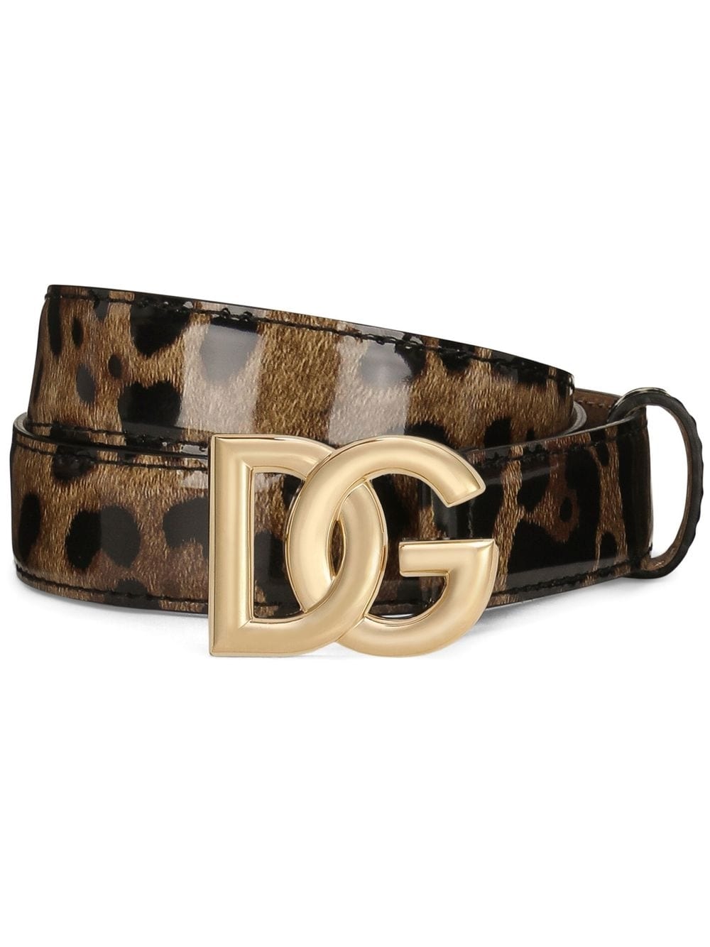 DOLCE & GABBANA DG Logo Leopard-Print Belt