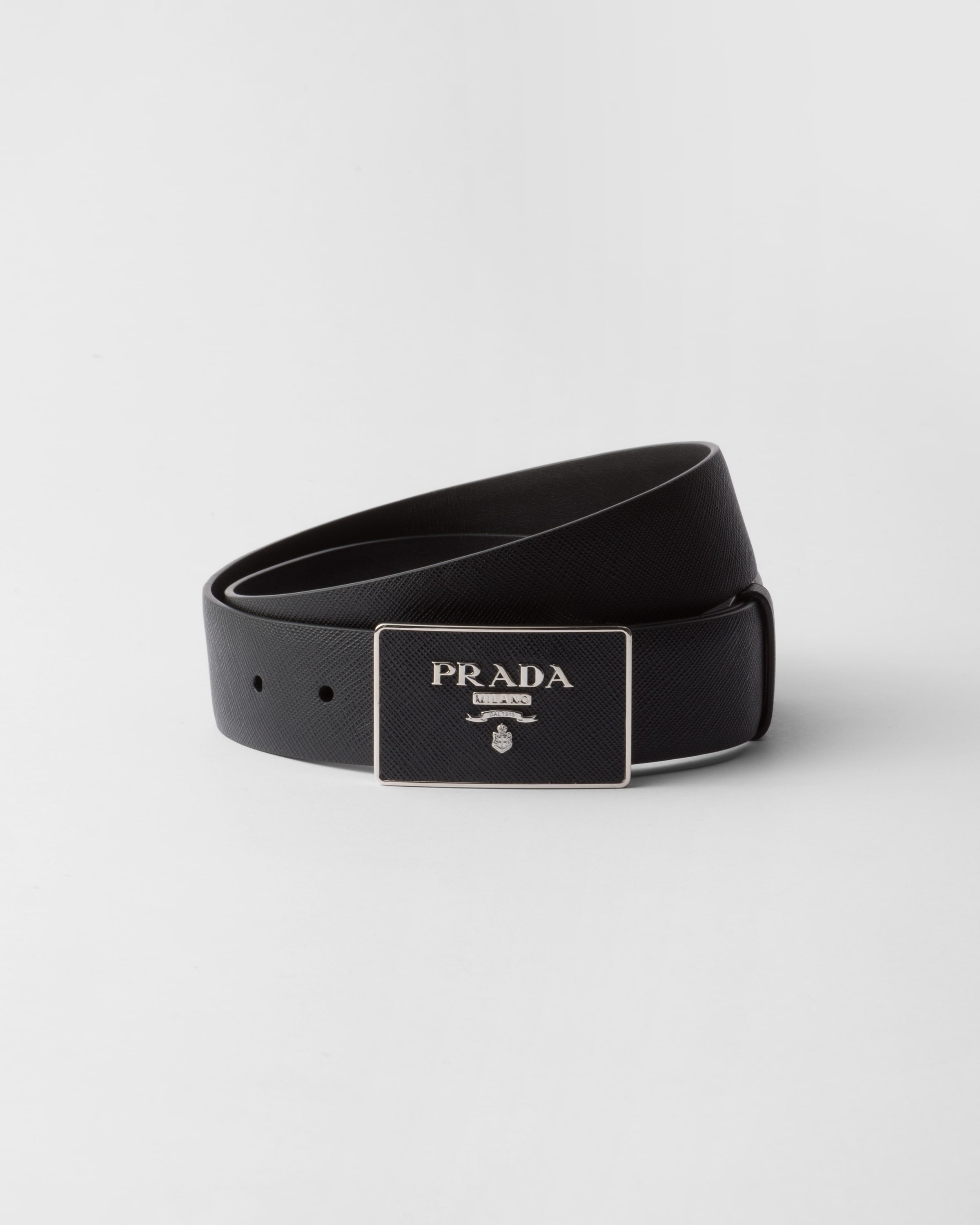 Prada Saffiano Leather Belt Black Editorialist