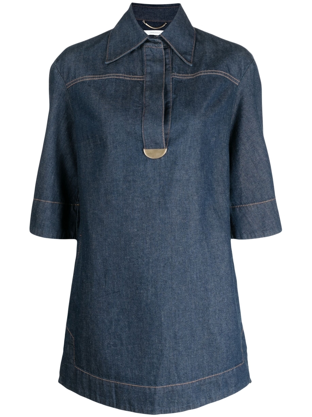 zimmermann denim tunic dress ZIMMERMANN Aster Embroidered Denim Midi Dress | Railway Blue