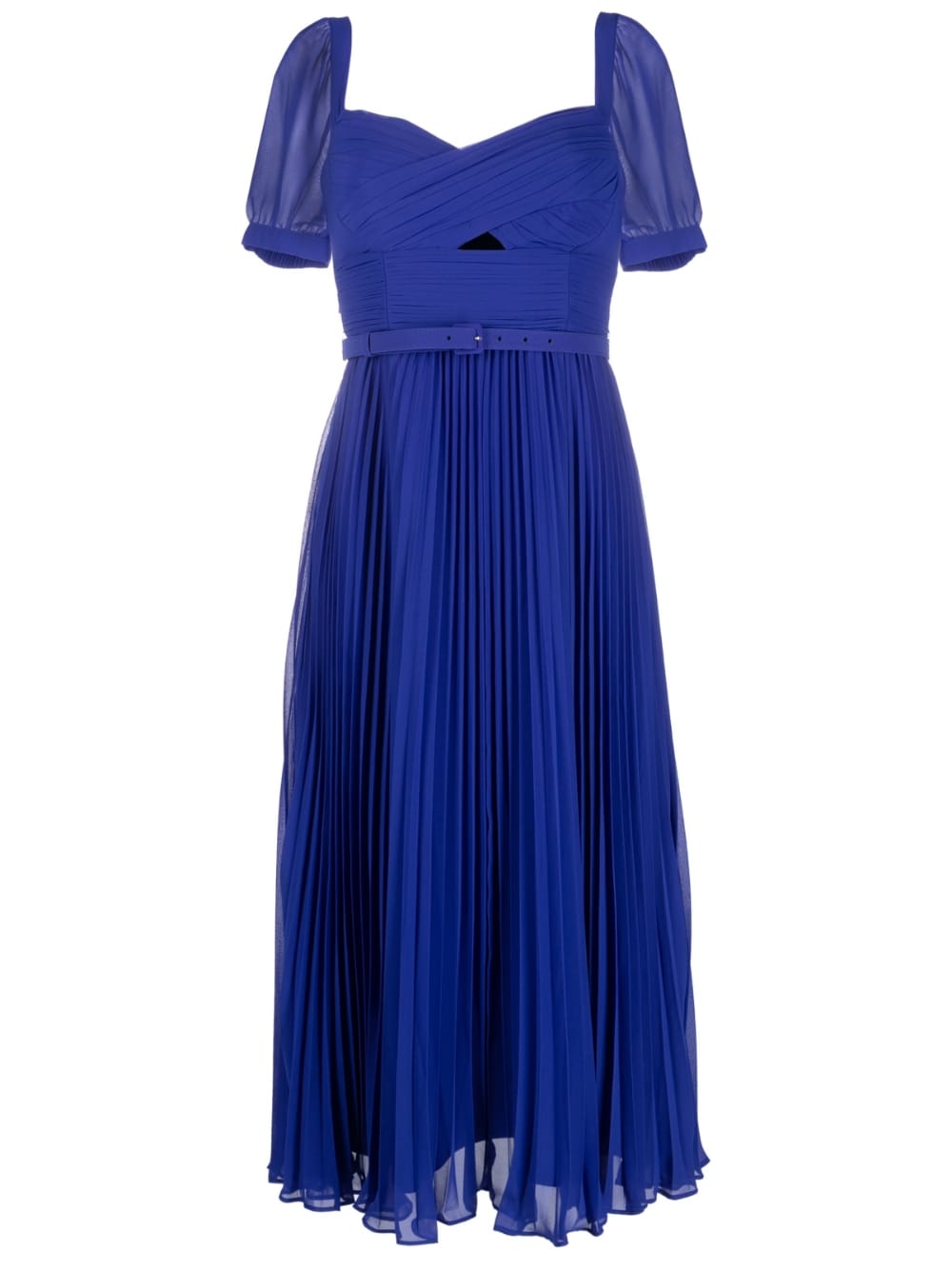 self portrait paneled pleated midi dress Self-portrait Sweetheart-neck Dress