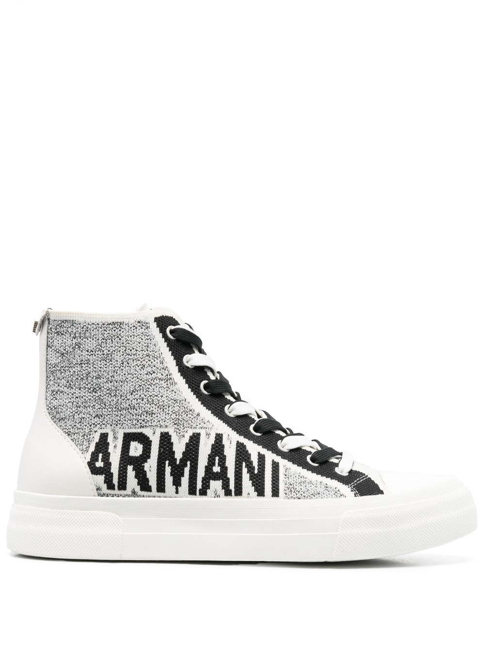 Emporio Armani Intarsia-Knit High-Top Sneakers In White - 11