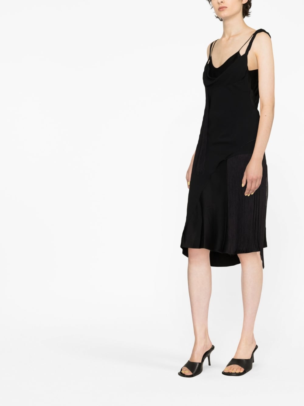 VICTORIA BECKHAM Victoria Beckham Asymmetric Fringed Slip Dress
