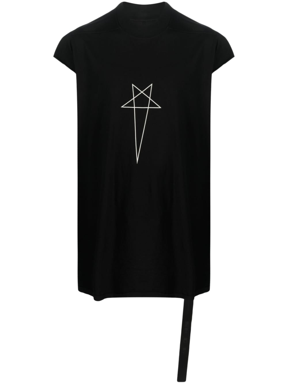 Rick Owens Pentagram-Print Long T-Shirt In Black - 50% Off