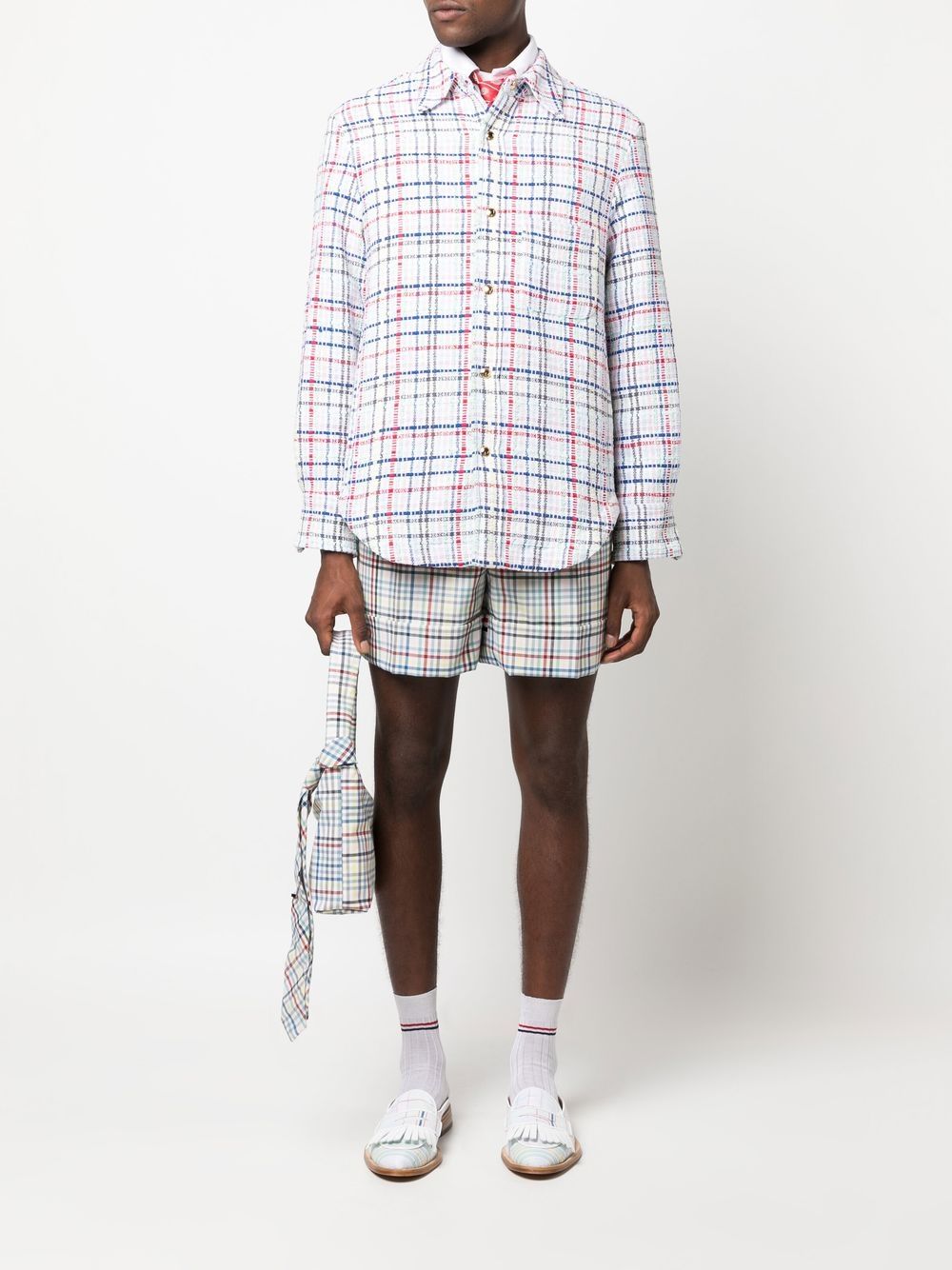THOM BROWNE gingham check tweed overshirt