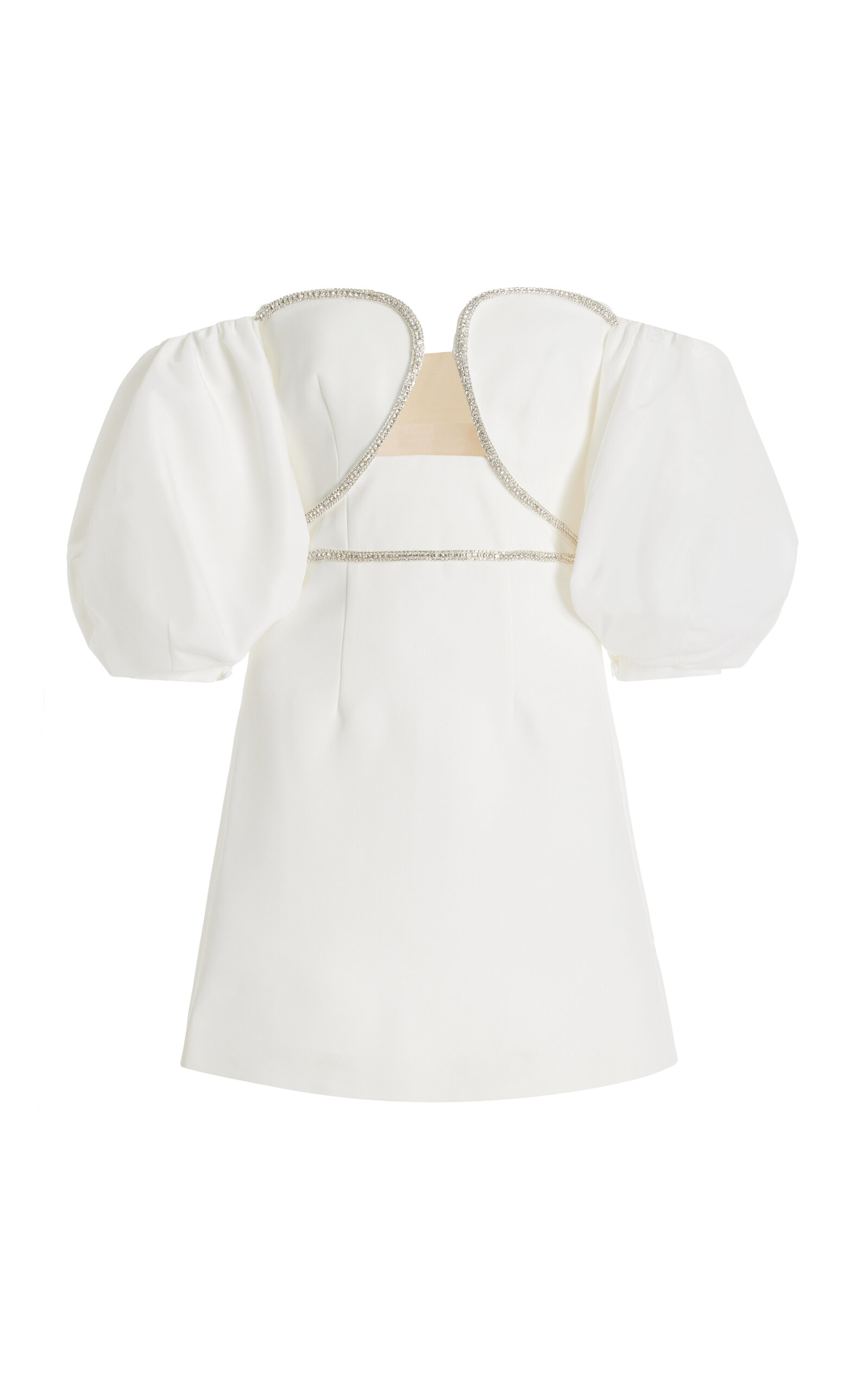 knee length dresses for ladies Self-Portrait - White Crepe Embellished Flower Mini Dress