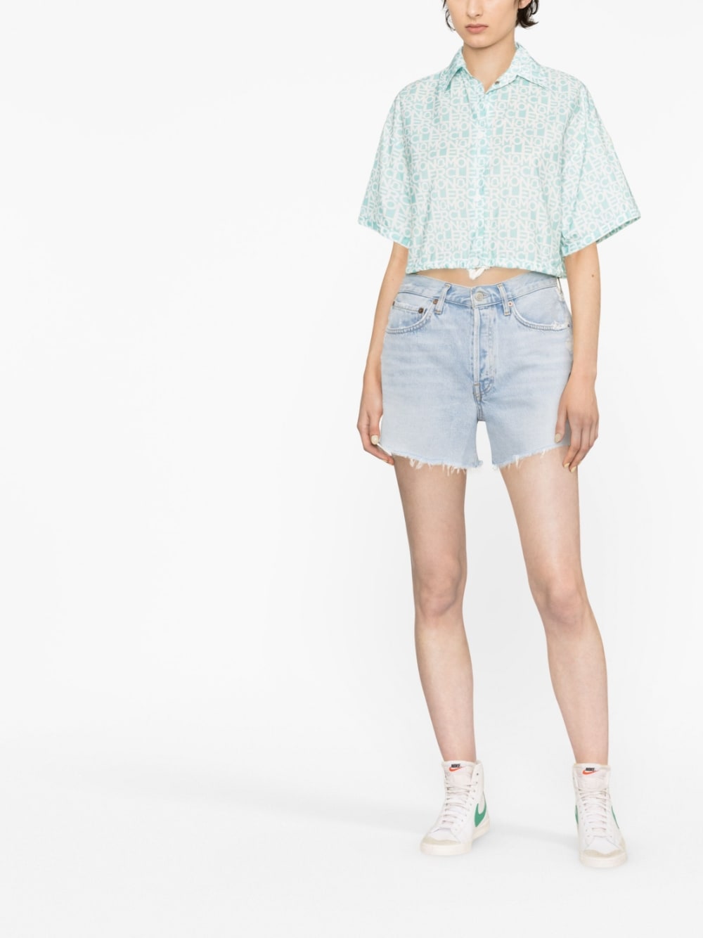 MONCLER Moncler Logo-Print Cropped Shirt
