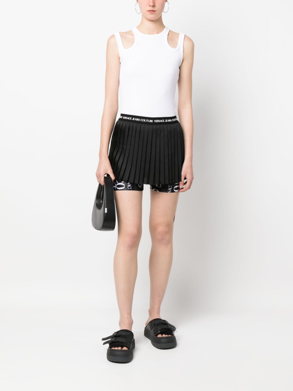 VERSACE Logo Waistband Pleated Skorts