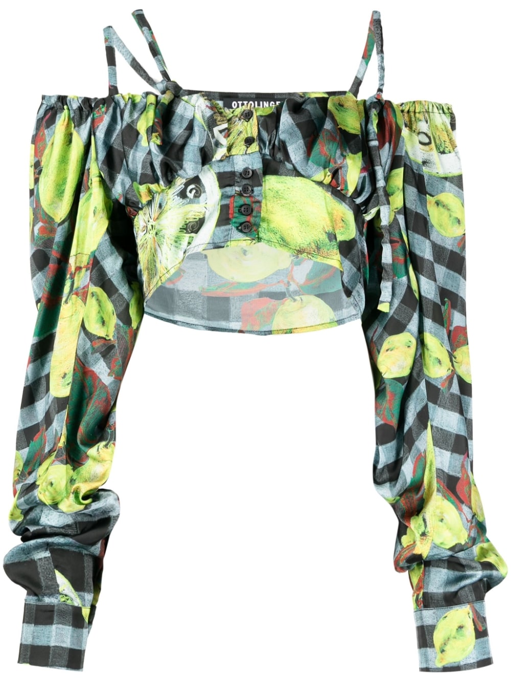 OTTOLINGER Ottolinger Lemon Checked Print Off-Shoulder Top