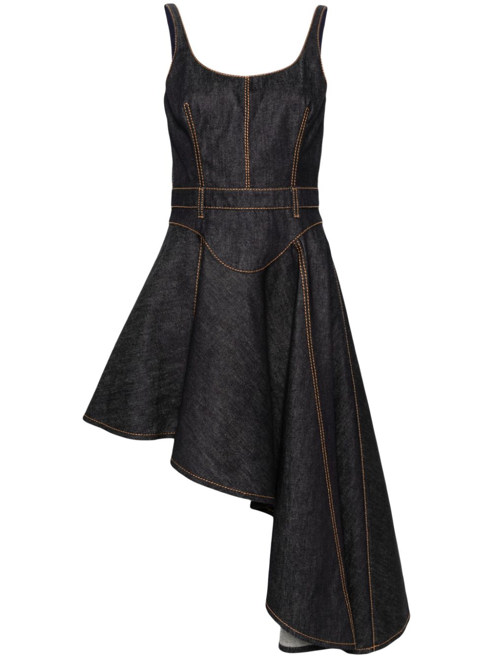Alexander Mcqueen Asymmetric Denim Dress In Blue - 73% Off