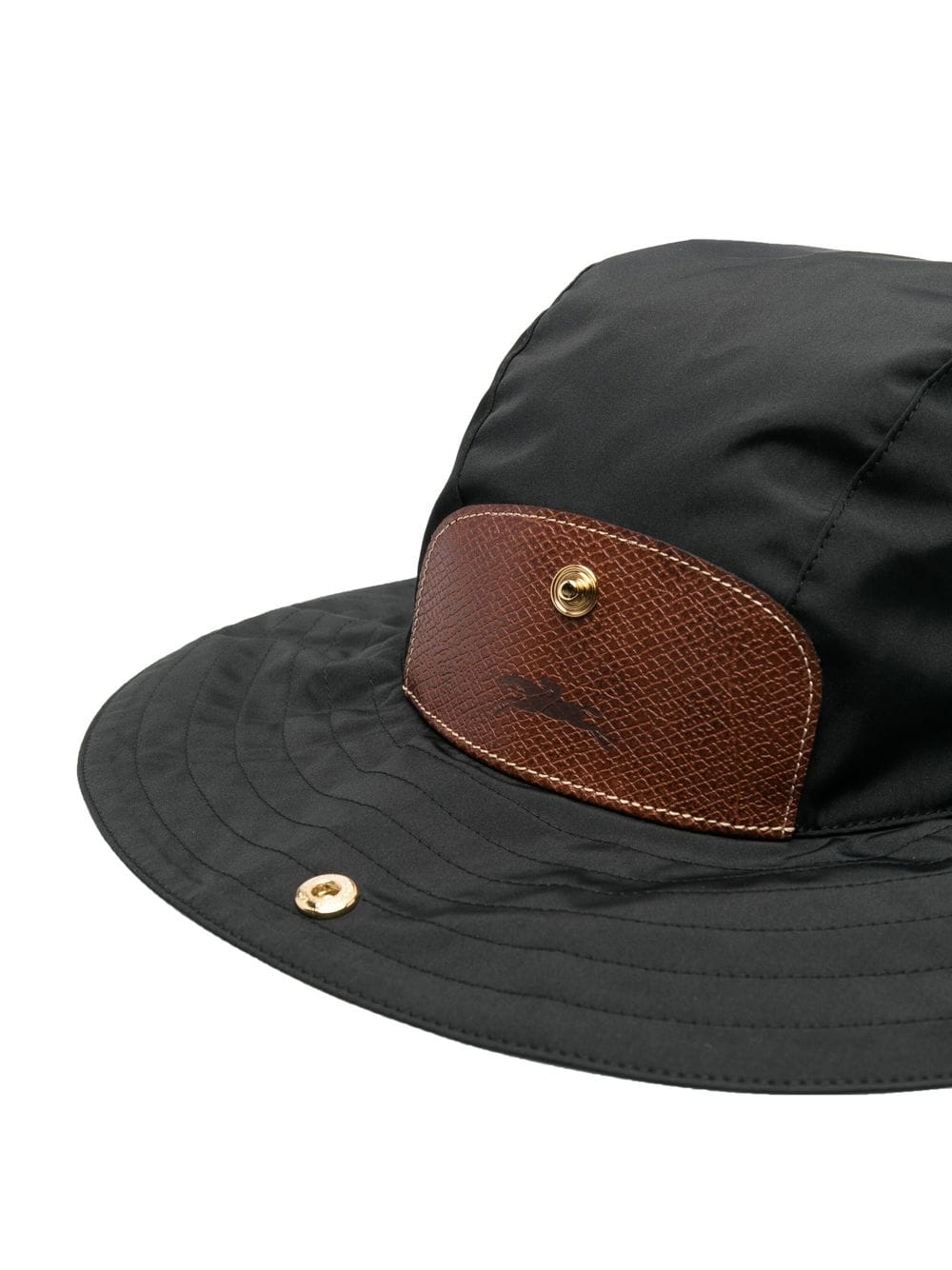 Authentic Longchamp Logo Print Bucket Hat Brown Black New with hat form Reversible bucket hat Black/Paper - Techno taffeta  main image 3