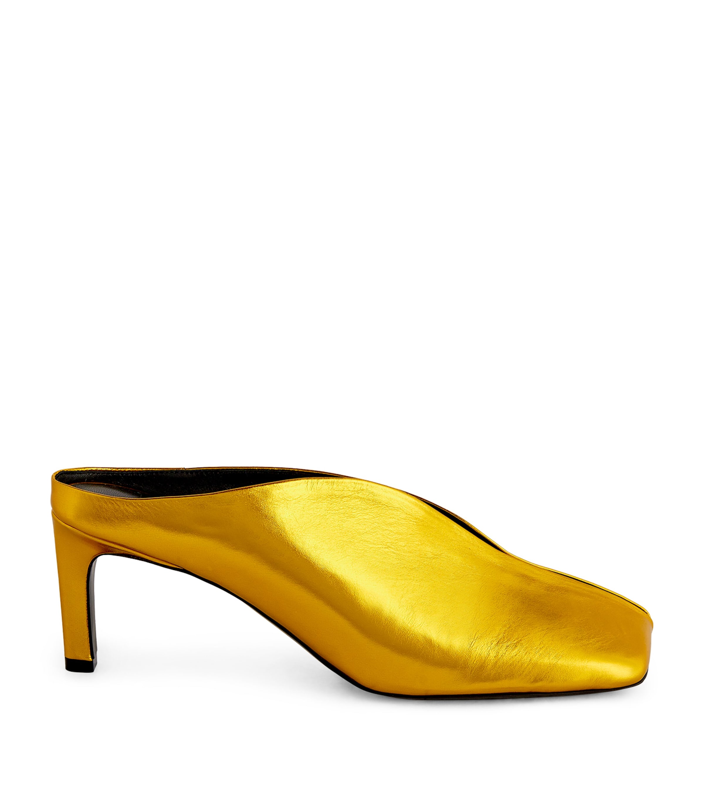 Jil Sander Leather Square-Toe Mules 65 - Yellow | Editorialist