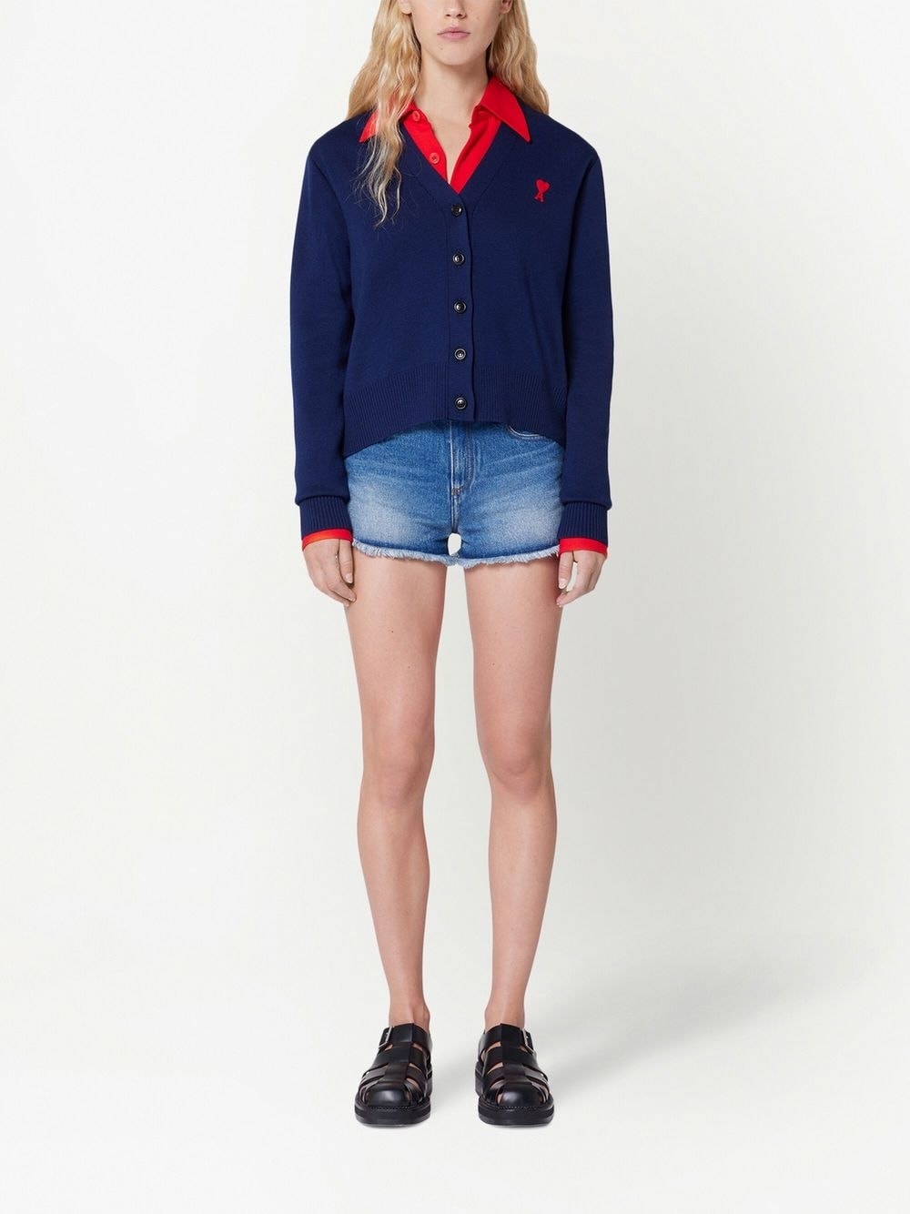 AMI AMI Paris frayed denim shorts