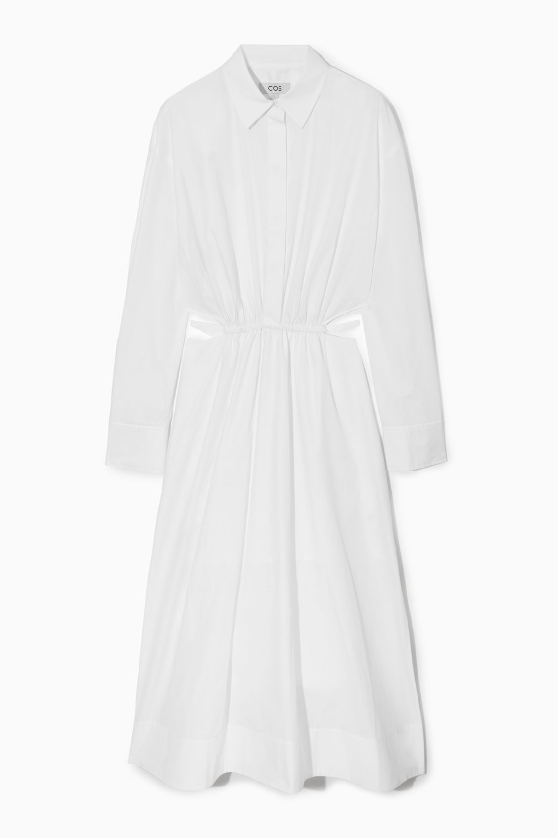cos draped cotton shirt dress SCULPTURAL DRAPED MIDI DRESS - NAVY