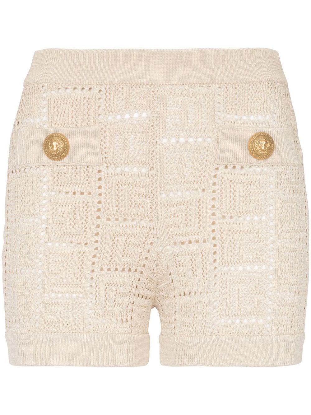 BALMAIN Balmain Monogram Mesh Knitted Shorts