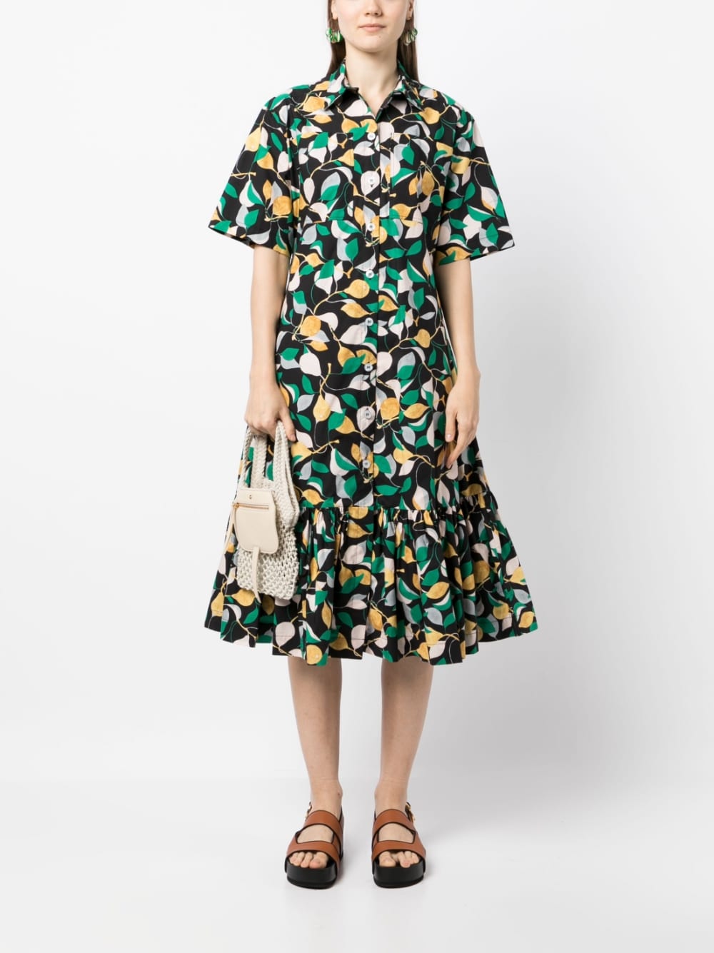LA DOUBLEJ La DoubleJ Orchard-Print Shirt Dress