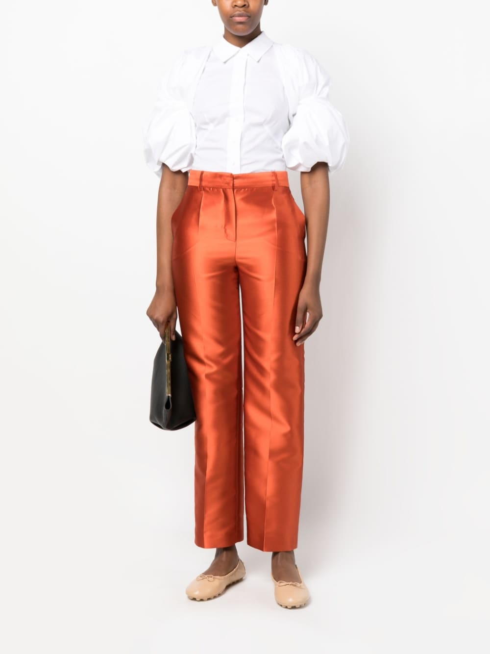 ALBERTA FERRETTI Alberta Ferretti Satin Straight-Leg Trousers
