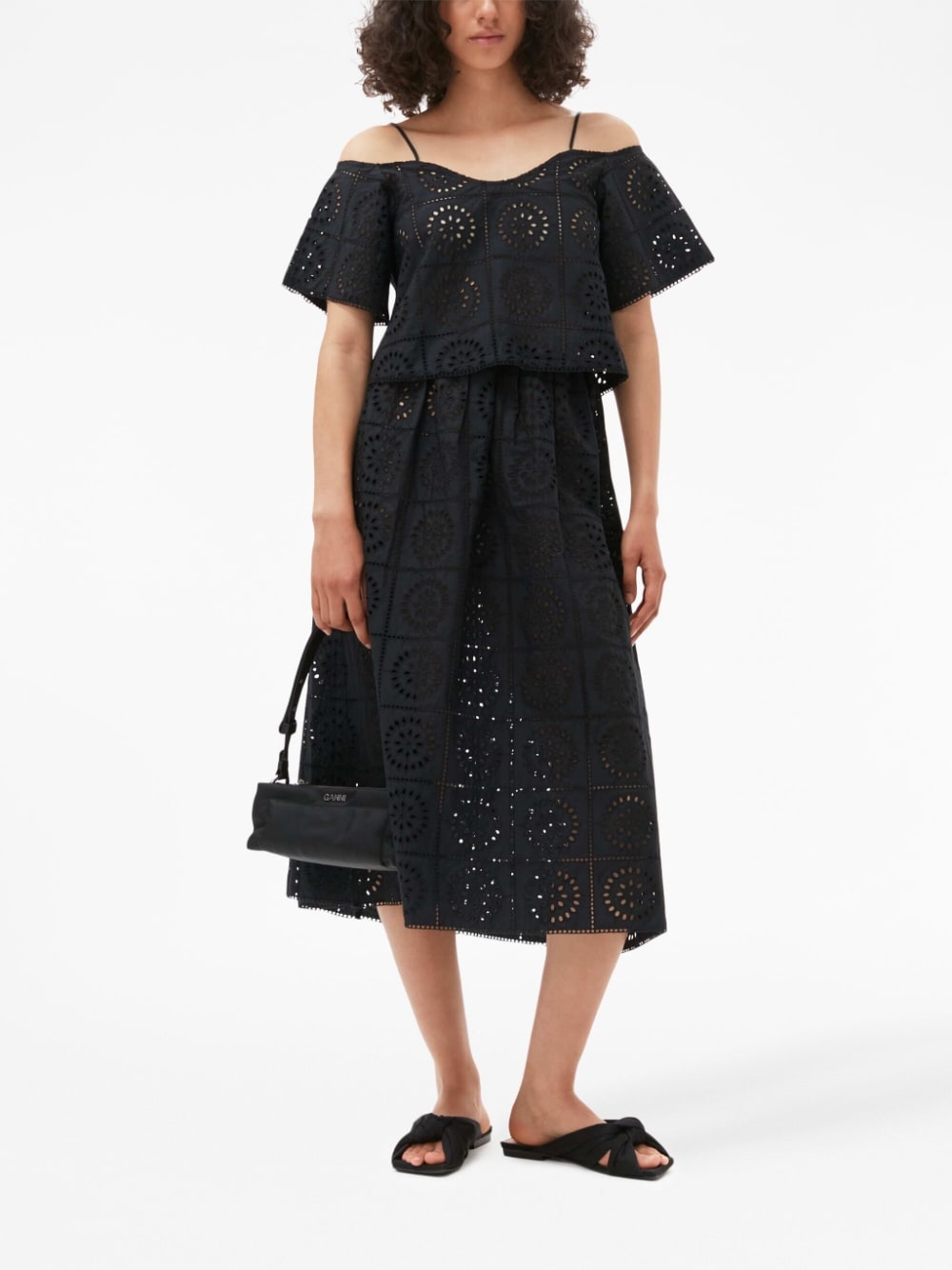 GANNI Elasticated-Waistband Midi Skirt