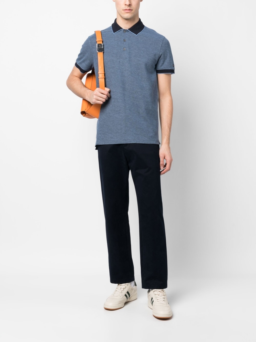 TOMMY HILFIGER logo-patch cotton polo shirt