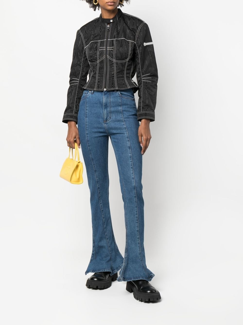 MARINE SERRE Marine Serre Fitted Jacket with Moiré Effect and Contrast Stitching