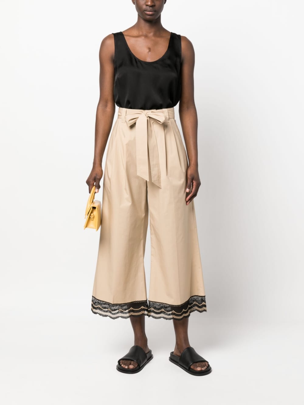 TWINSET Lace-Trimmed Wide-Leg Trousers