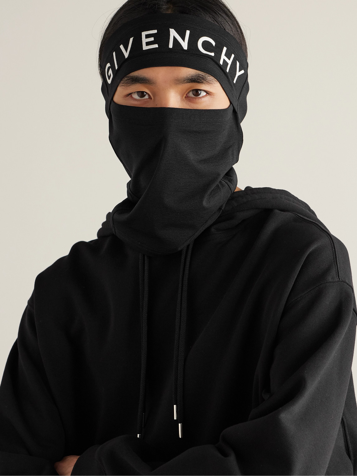 Givenchy Logo-Embroidered Stretch-Jersey Balaclava - Black