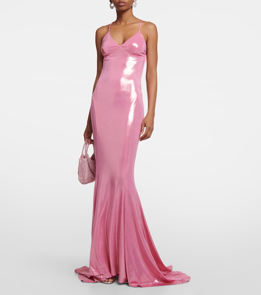 norma kamali fishtail dress pink Norma Kamali, Walter off-shoulder maxi dress, Women, Pink, M, Dresses, Materialmix