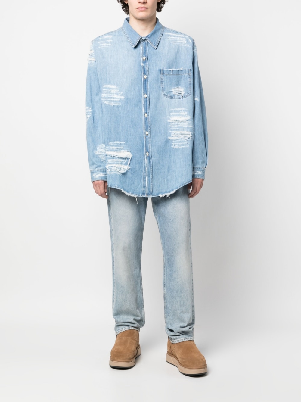 424 distressed denim shirt