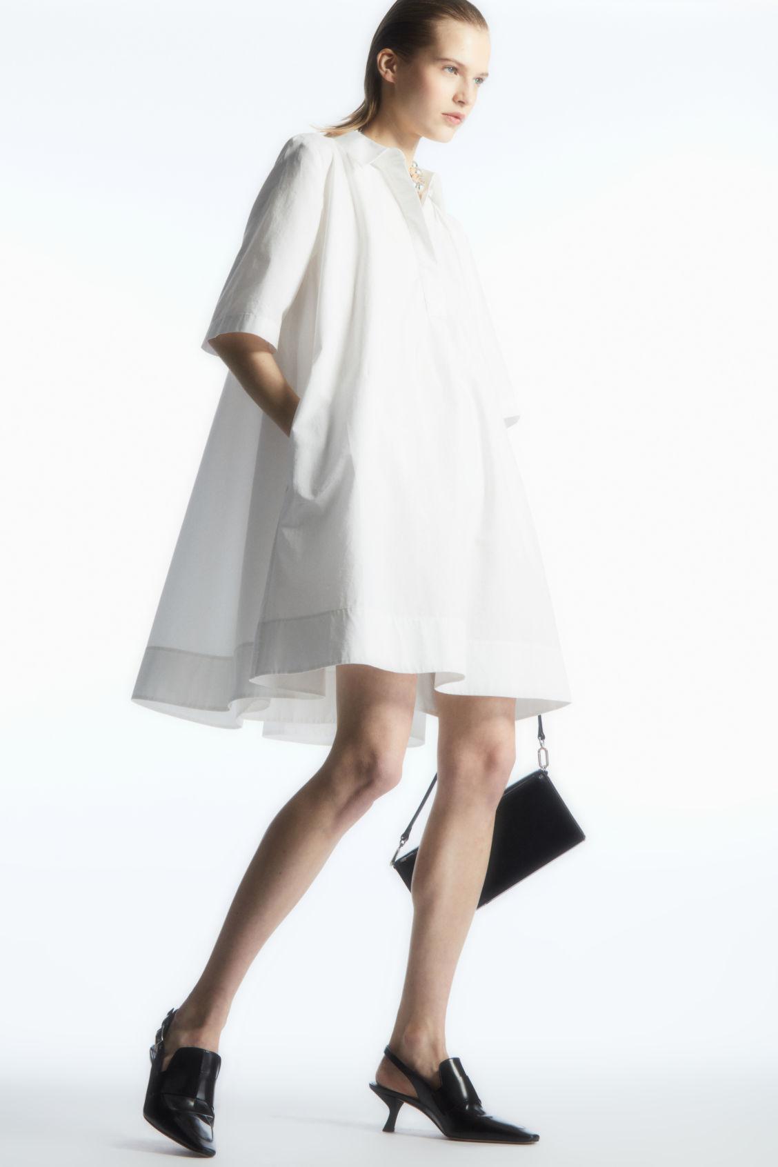cos a line shirt dress Cos A-Line Short-Sleeve Shirt Dress - White