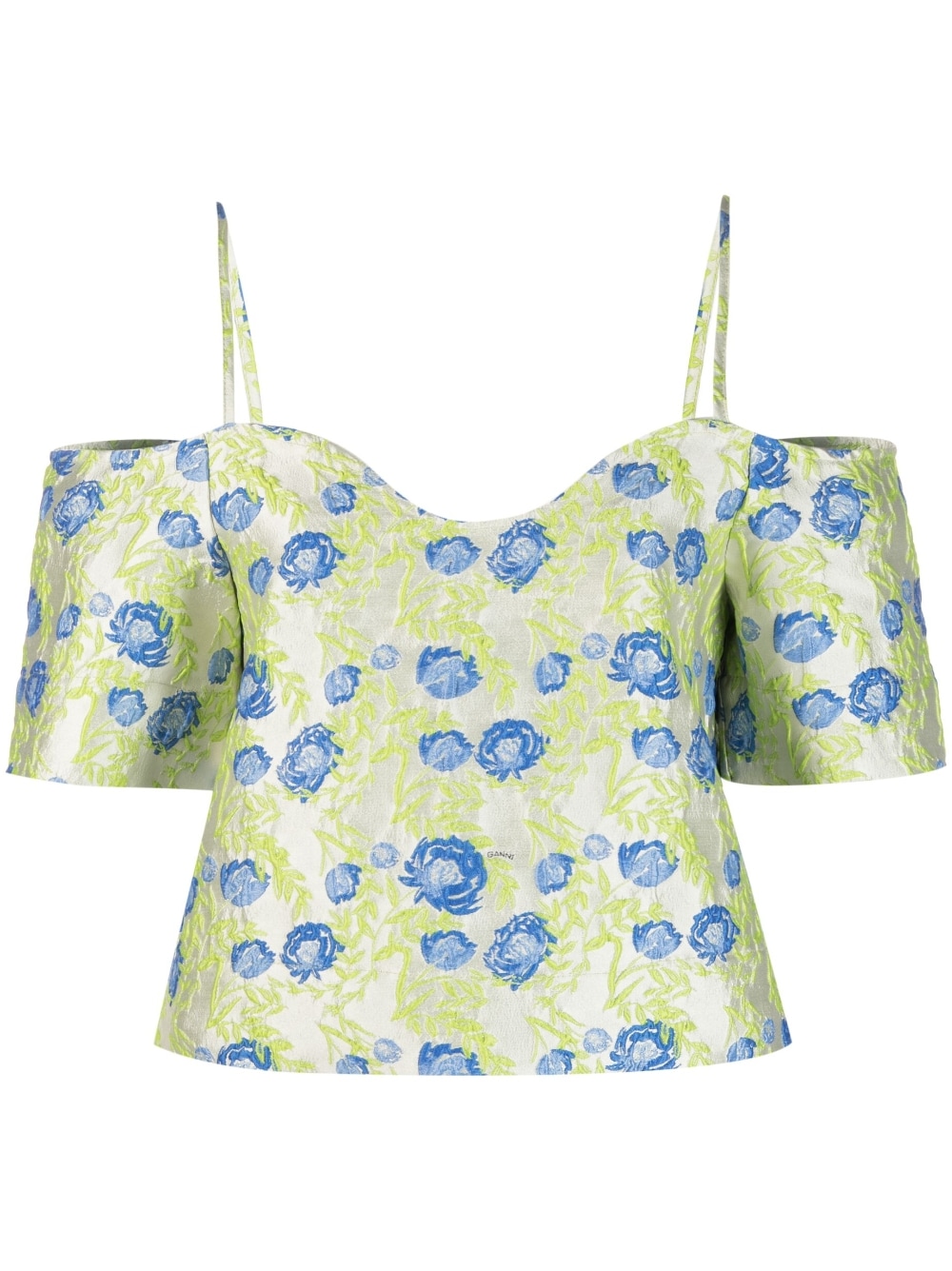 GANNI GANNI Floral Jacquard Off-Shoulder Blouse