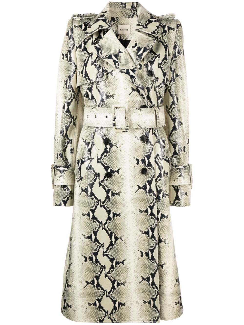 Khaite The Jaden Python-Embossed Trench Coat In Neutrals - 60% Off