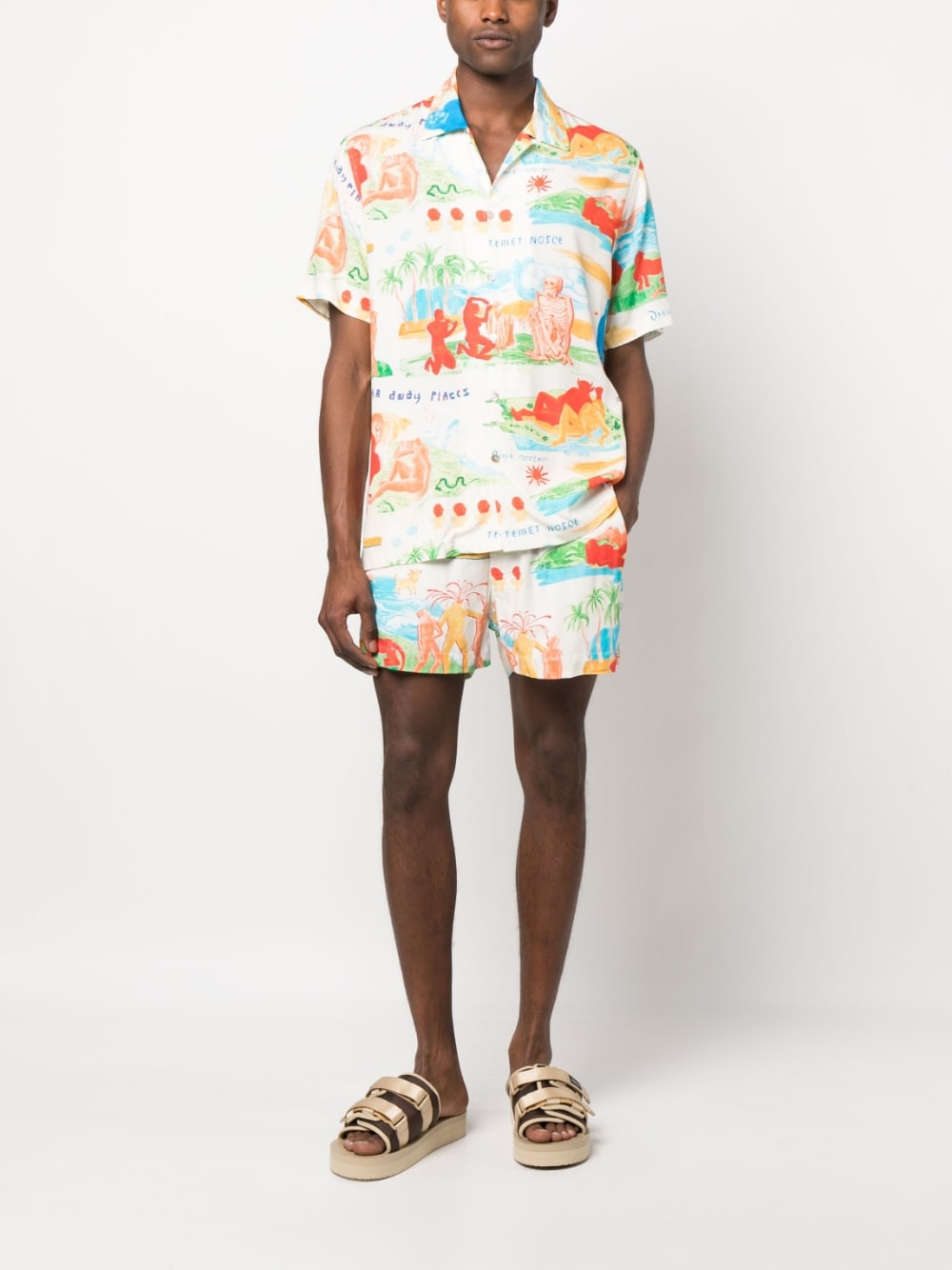 ENDLESS JOY Endless Joy far away places printed shorts