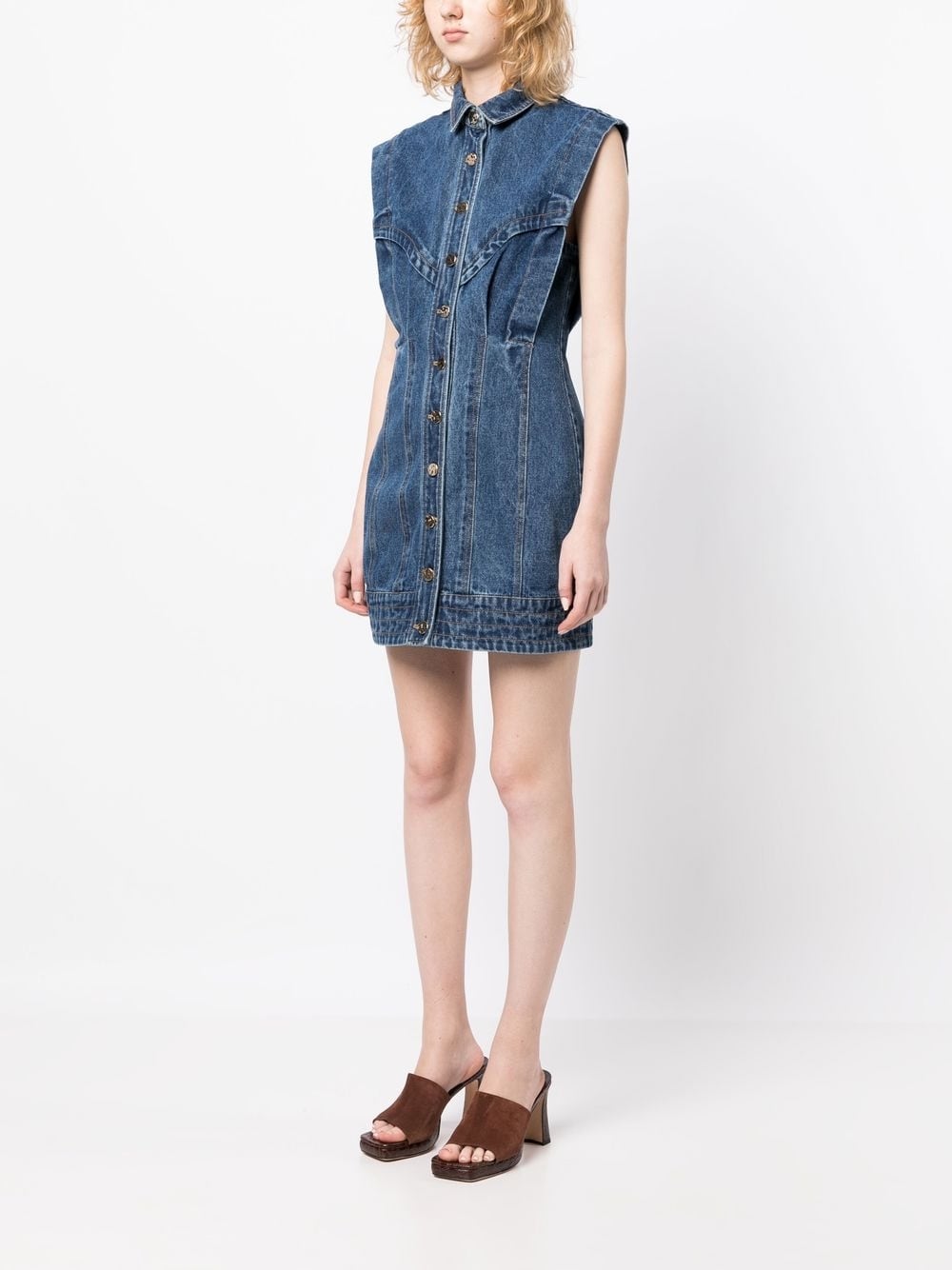 acler denim dress Acler Taren Denim Mini Dress in Classic Wash Blue Size 10