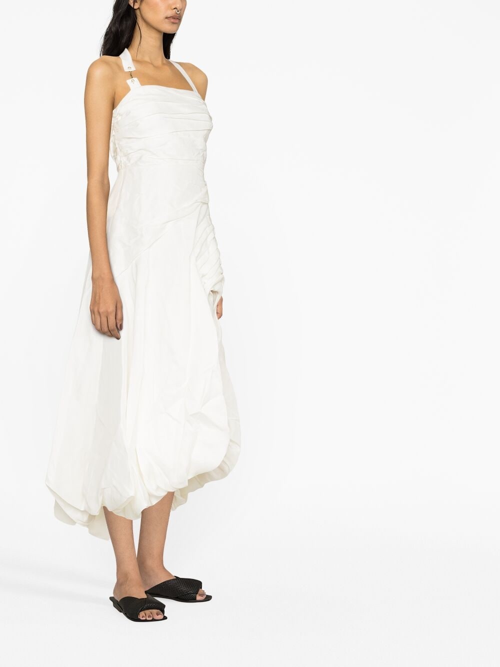 Aje Mika Draped Split Midi Dress In White - 66% Off | Editorialist