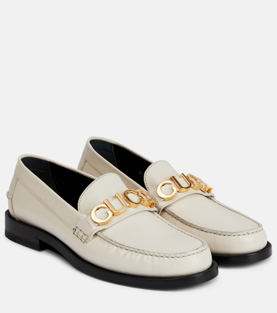 white gucci dress shoes The Jupiter Shoe White Spike Leather Bit Dress Loafer Limited Edition –  Vinci Leather Shoes main image 0