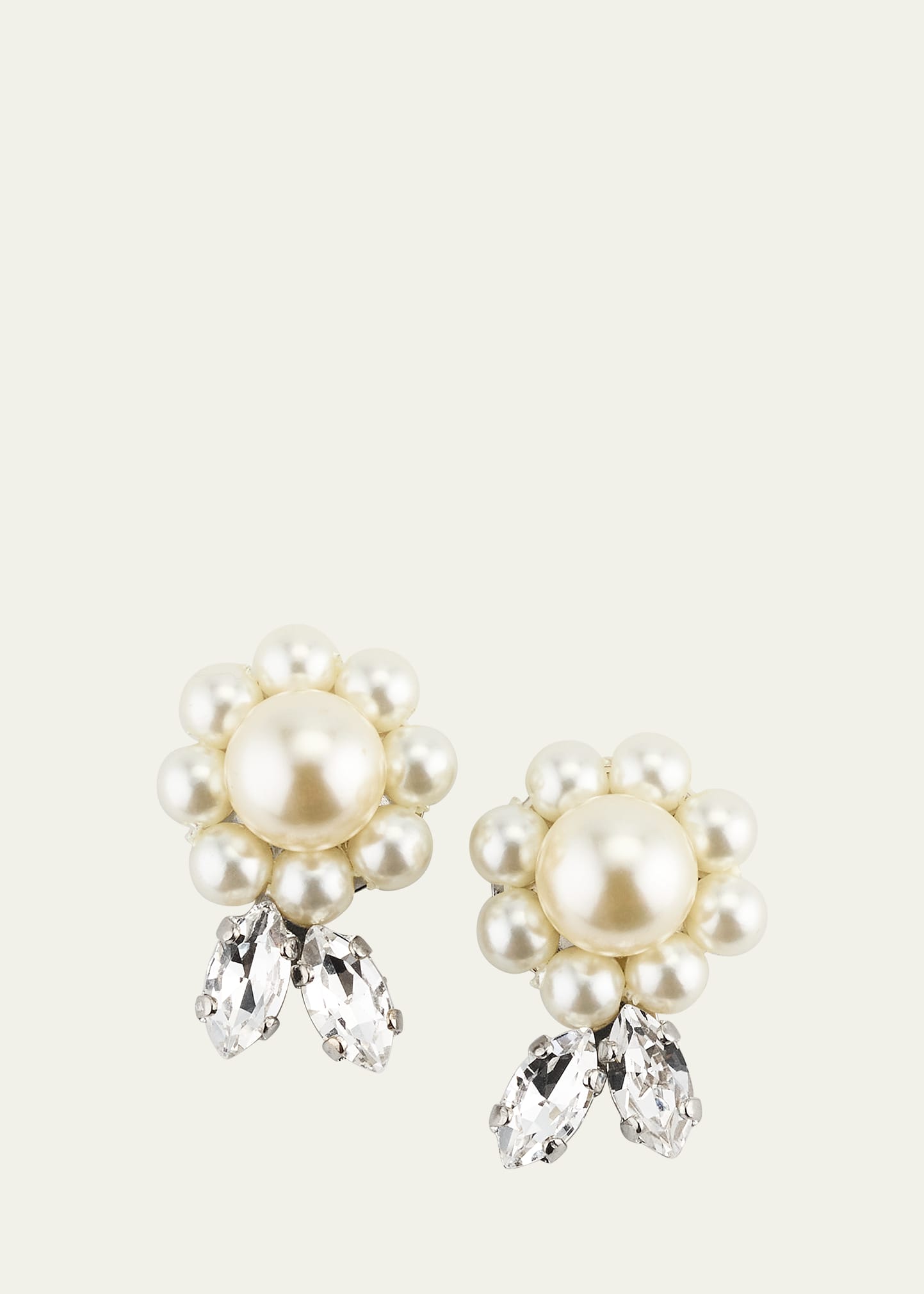 Simone Rocha Daisy Leaf Cluster Earrings - Pearlclear | Editorialist
